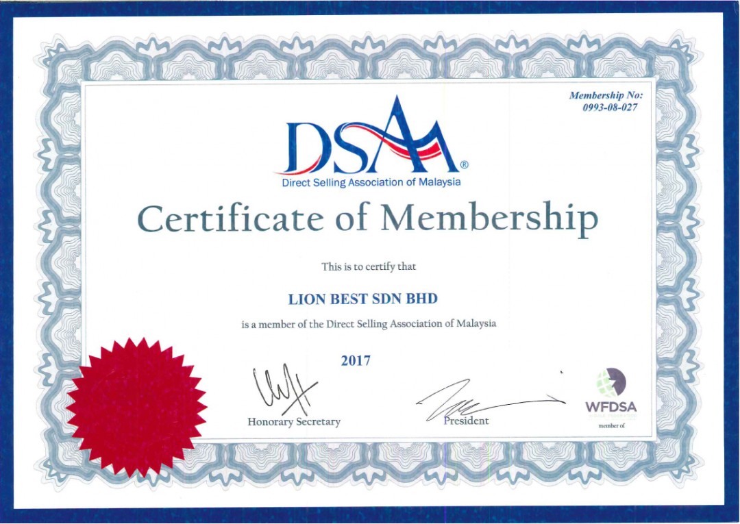 DSAM Certificate | Lion Best